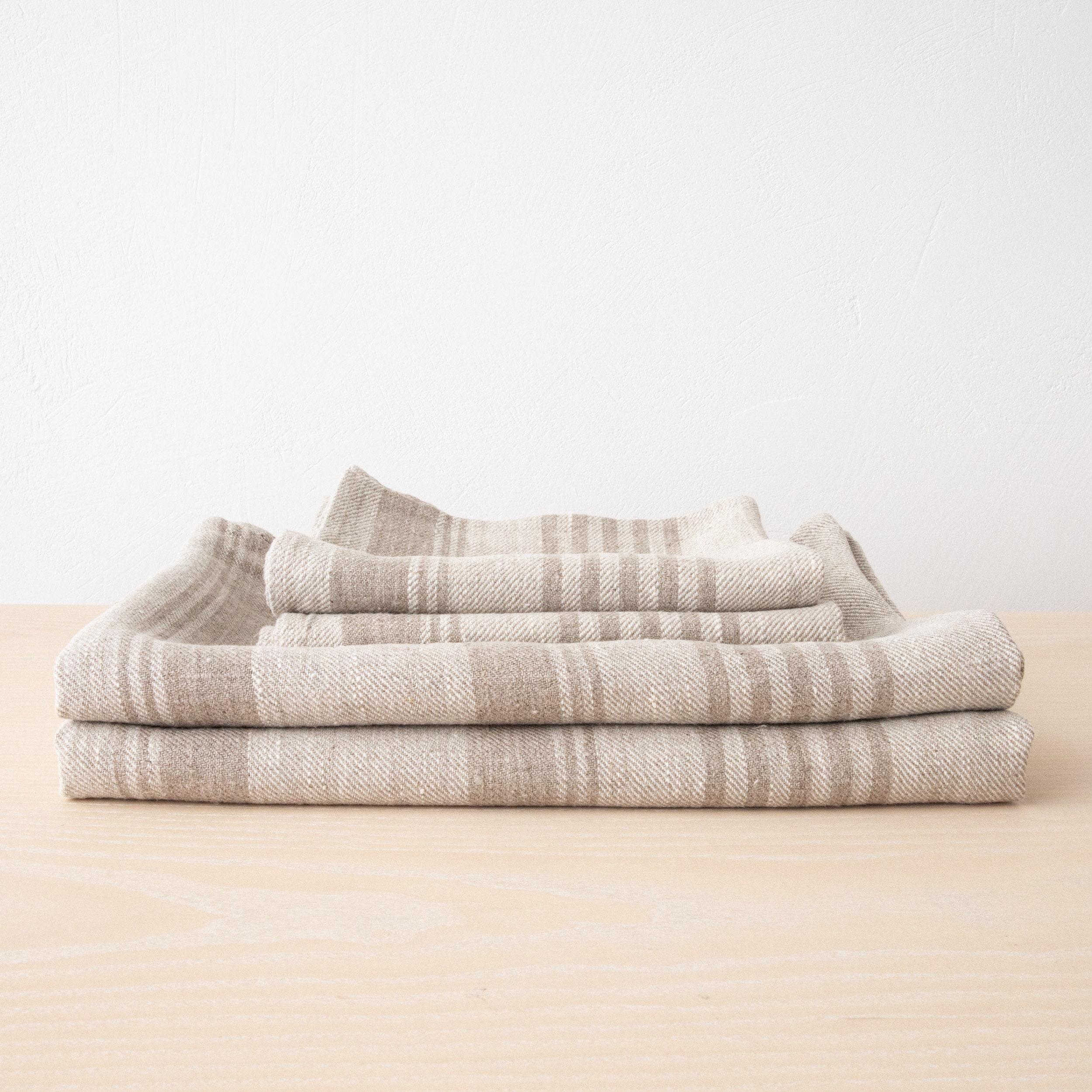 Heavy Weight Linen Big Towels Natural and Cream: Towel Set, Bath Towel ...