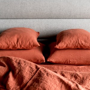 Washed Linen Pillow Case in Brick, Rust. Linen Standard, Queen, King ...