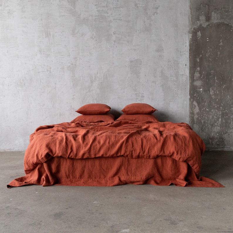 Linen Duvet Cover in Brick Rust Terra Cotta. Washed - Etsy