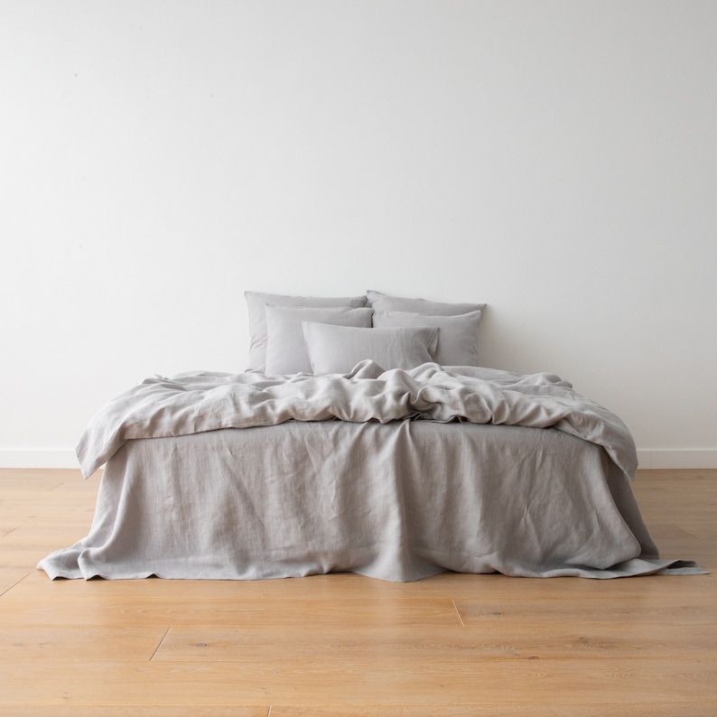 Linen Bedding Set in Cool Grey. Washed Linen Duvet Cover & 2 - Etsy