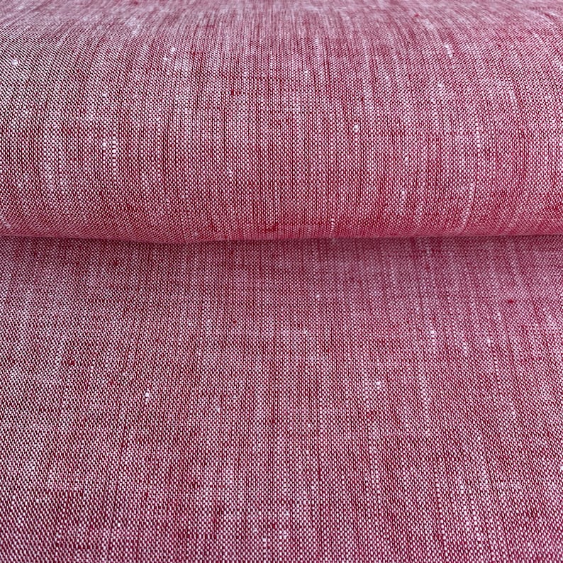 Washed Melange Linen Fabric by the Yard or Meter Cherry Red. - Etsy