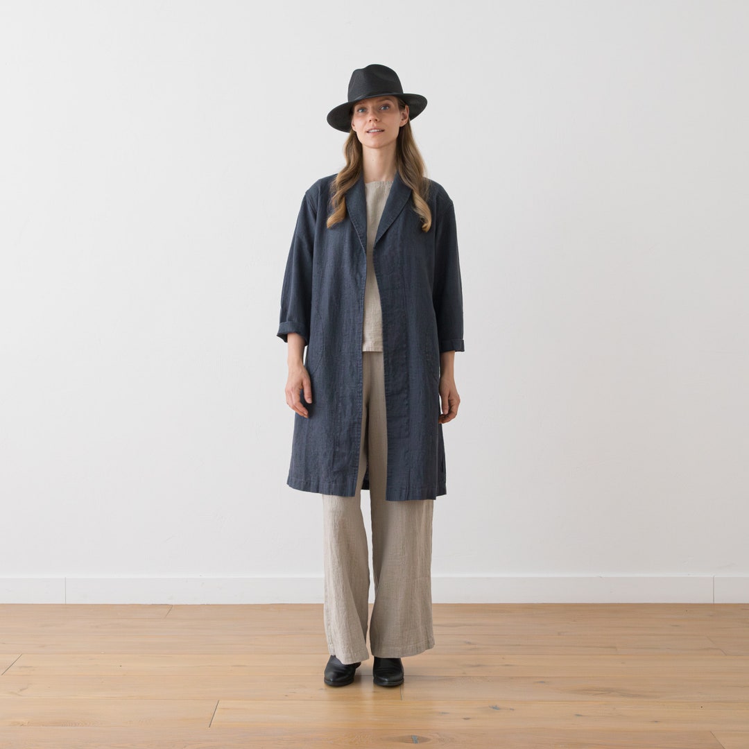 Heavy Linen Jacket in Anthrazite. Washed Linen Jacket for Woman With ...
