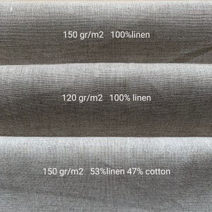 Light Weight Natural Linen and Linen Cotton Fabric by the Yard or Meter ...