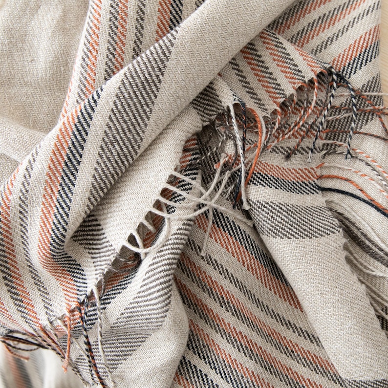 Heavy Weight Linen Throw Blanket in Natural. Tartan Weave or | Etsy