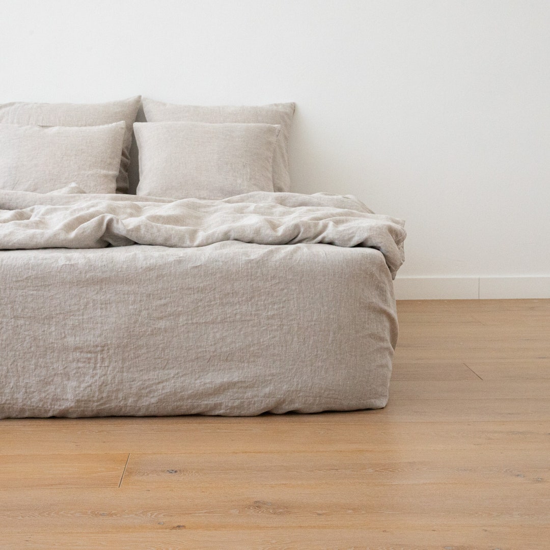 Linen Fitted Bed Sheet in Natural. Washed Linen Sheet. King, Queen ...