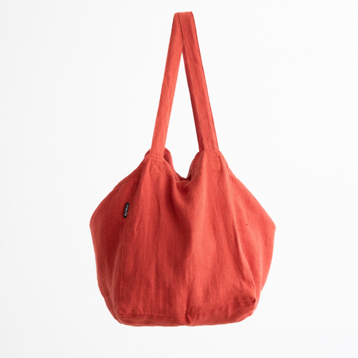 Linen Shopping Bag in Orange and Other Colours. Linen Market | Etsy