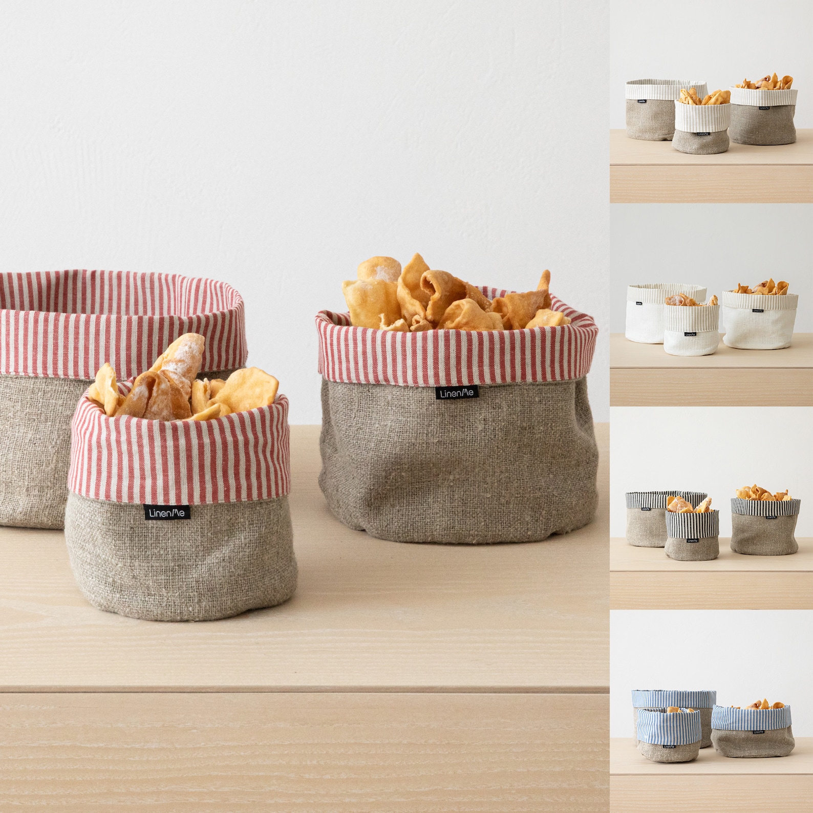 Linen Bread Basket, Organic Food Storage, Plant Pot Linen Bag, Cloth ...