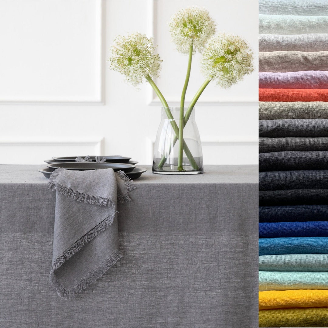 Hand Made Washed Linen Napkins in Various Colors. Plain Weave, Washed ...