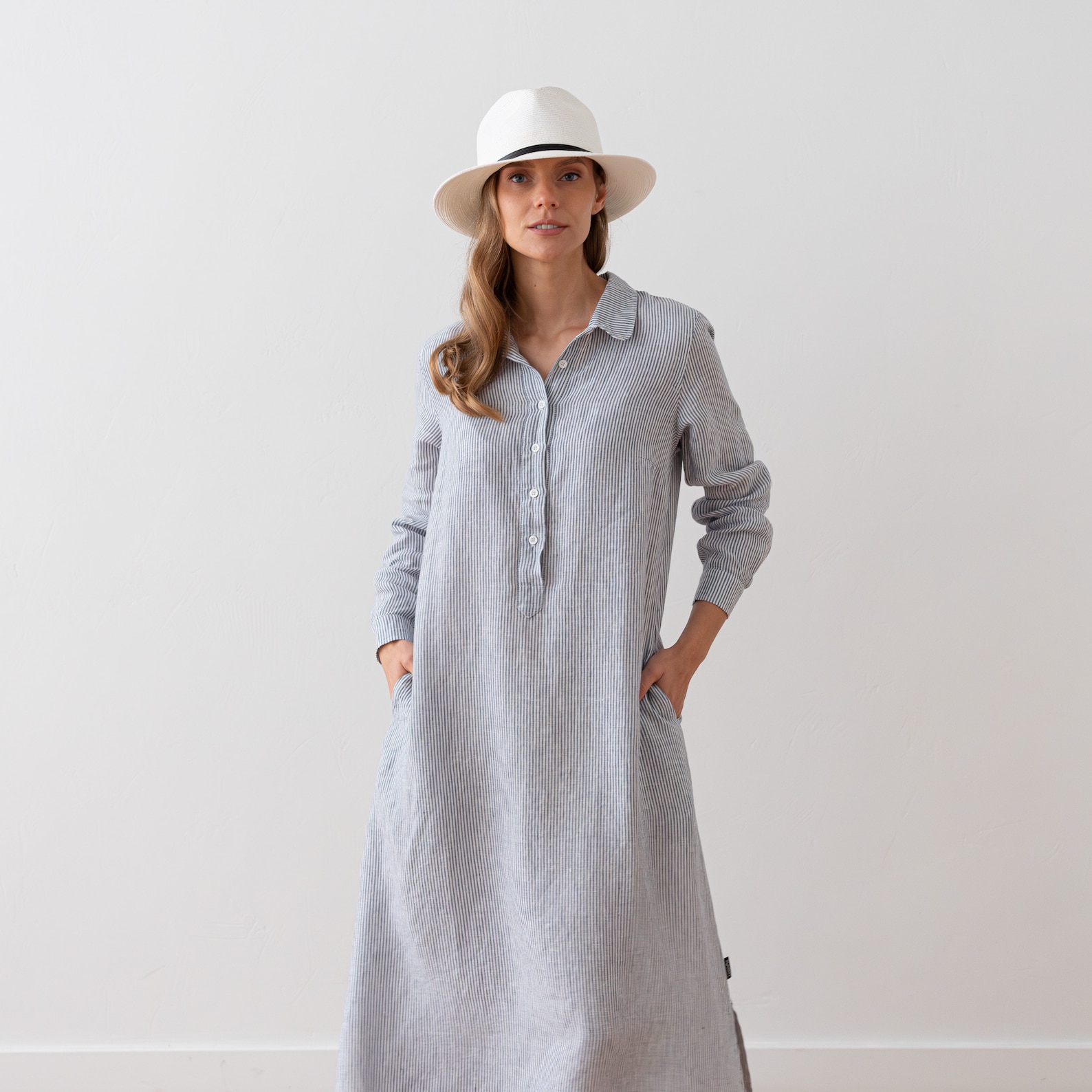 Washed Maxi Linen Dress Various Color. Summer Linen Dress With Pockets ...