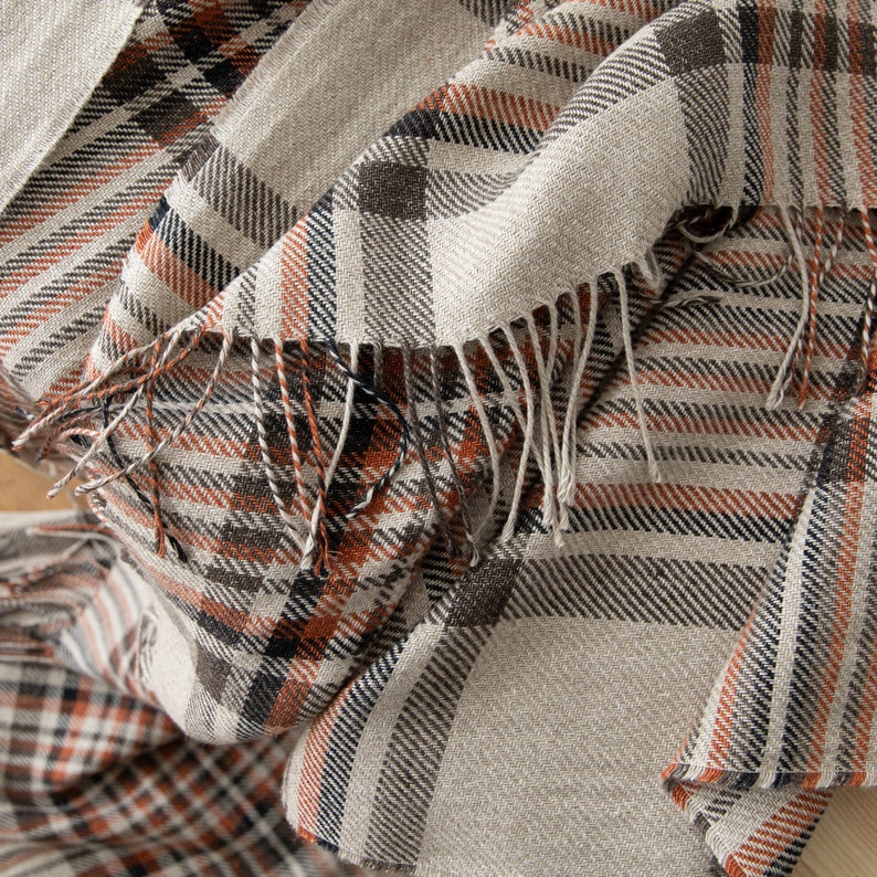 Heavy Weight Linen Throw Blanket in Natural. Tartan Weave or | Etsy