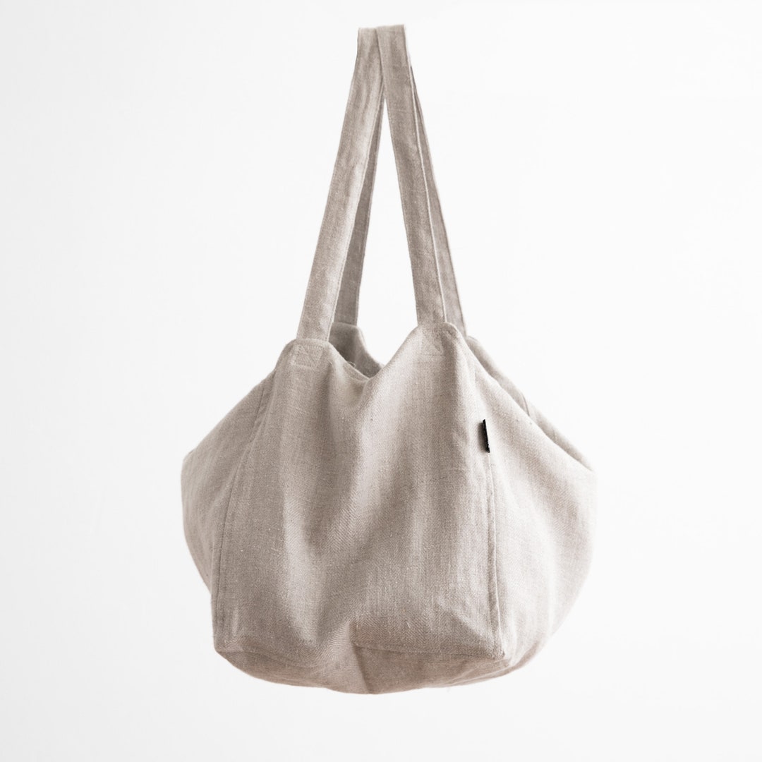 Linen Beach Bag in Natural. Linen Shopping Bag. Linen Hand Bag. Natural ...
