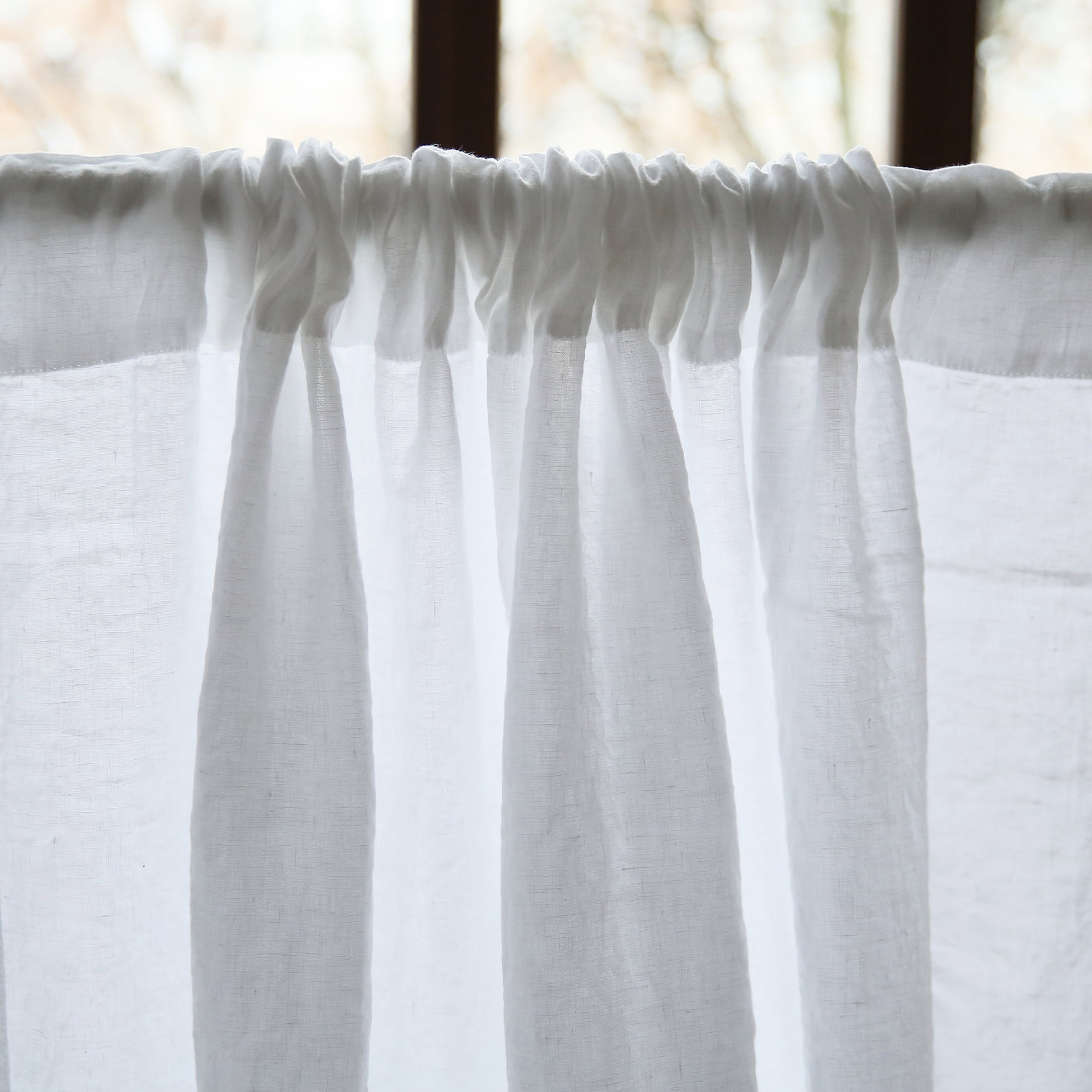 Rod Pocket Linen Curtain Panel, Prewashed. Pure European Linen. Curtain ...