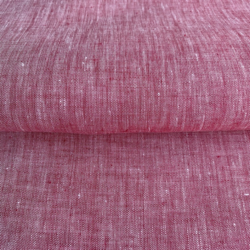 Washed Melange Linen Fabric by the Yard or Meter Cherry Red. - Etsy