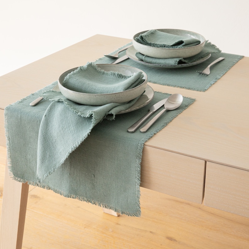 Hand Made Washed Linen Placemat in Various Colors. Rustic Weave, Washed ...
