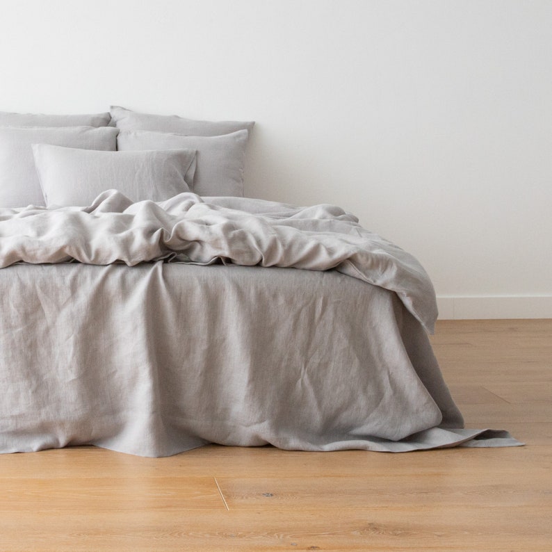 Linen Bedding Set in Cool Grey. Washed Linen Duvet Cover & 2 - Etsy