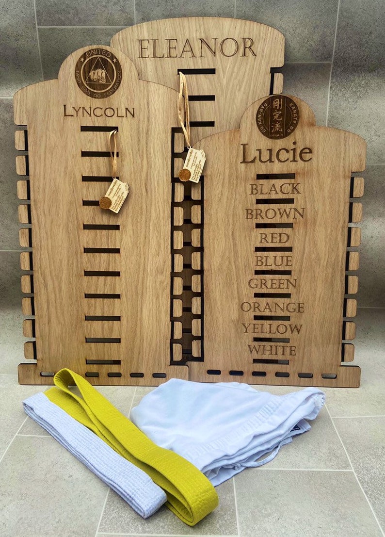 Personalised Oak Veneer Karate Belt and Medal Display up to - Etsy UK