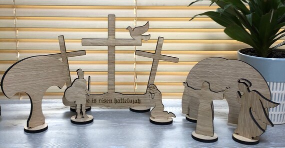 Holy Week Easter Creche Oak Veneer Wooden Personalised in | Etsy