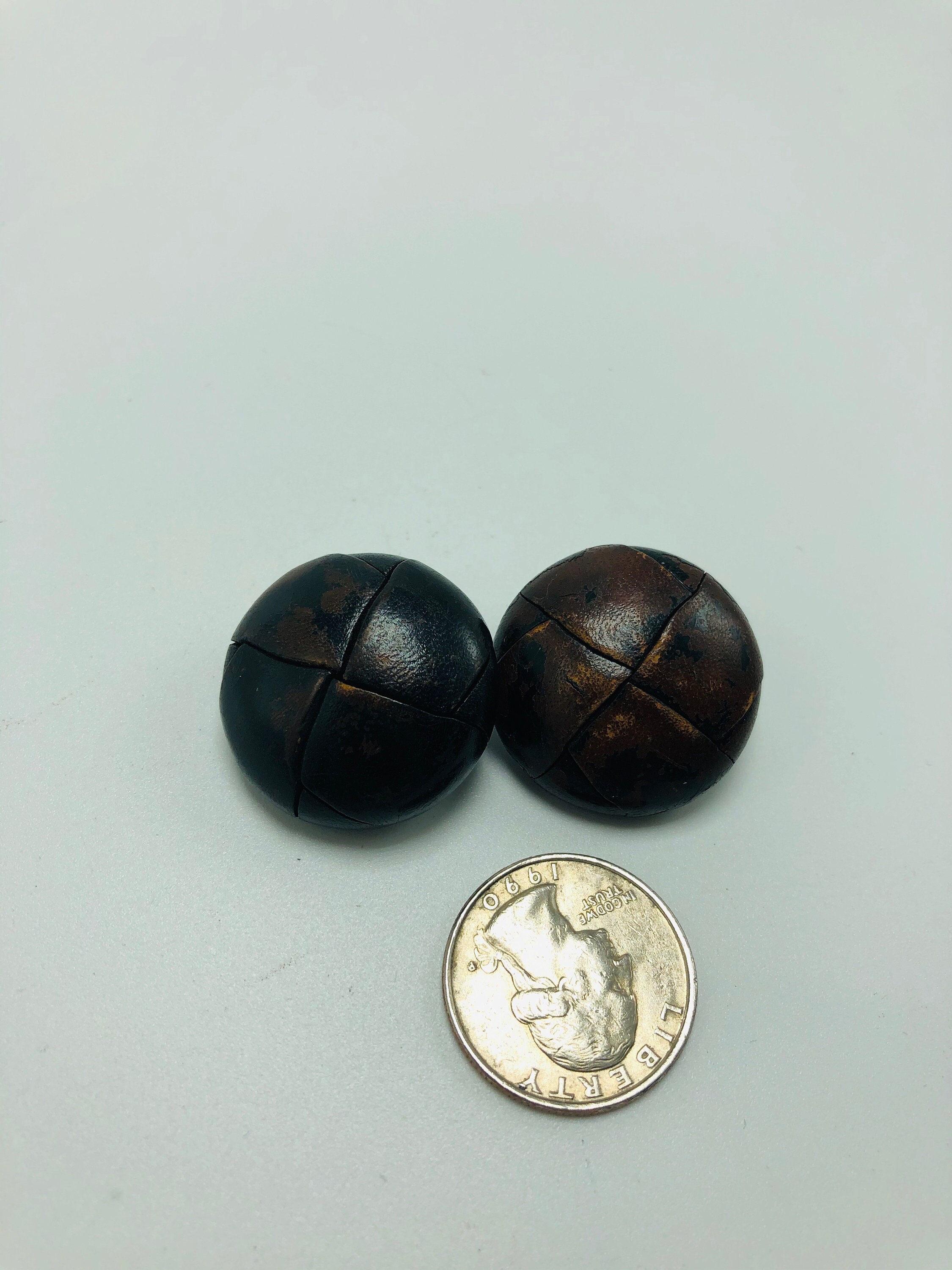 Black leather woven buttons | Etsy