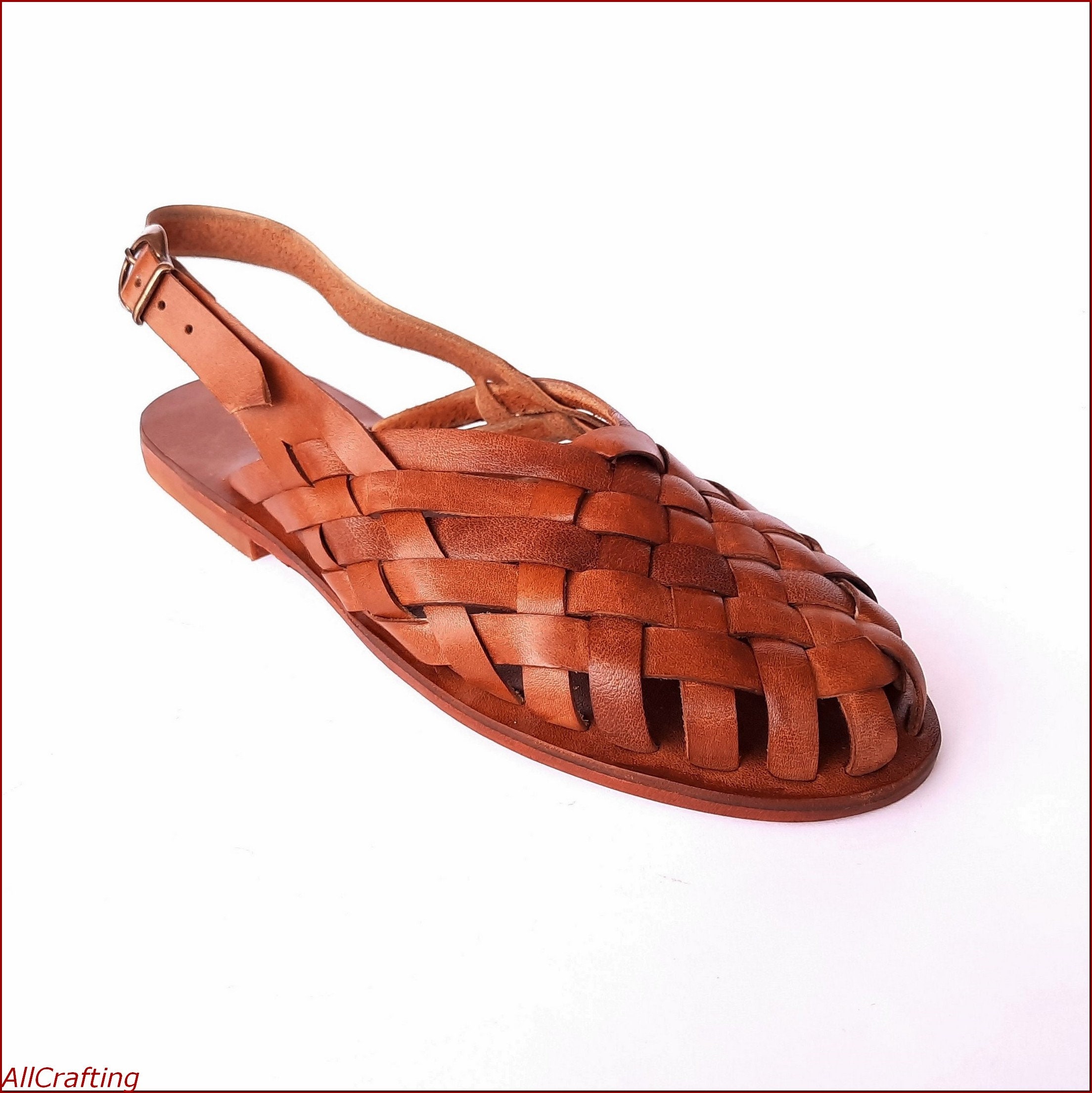 Brown Leather Sandals Handmade Leather Strap Sandals Roman - Etsy Australia