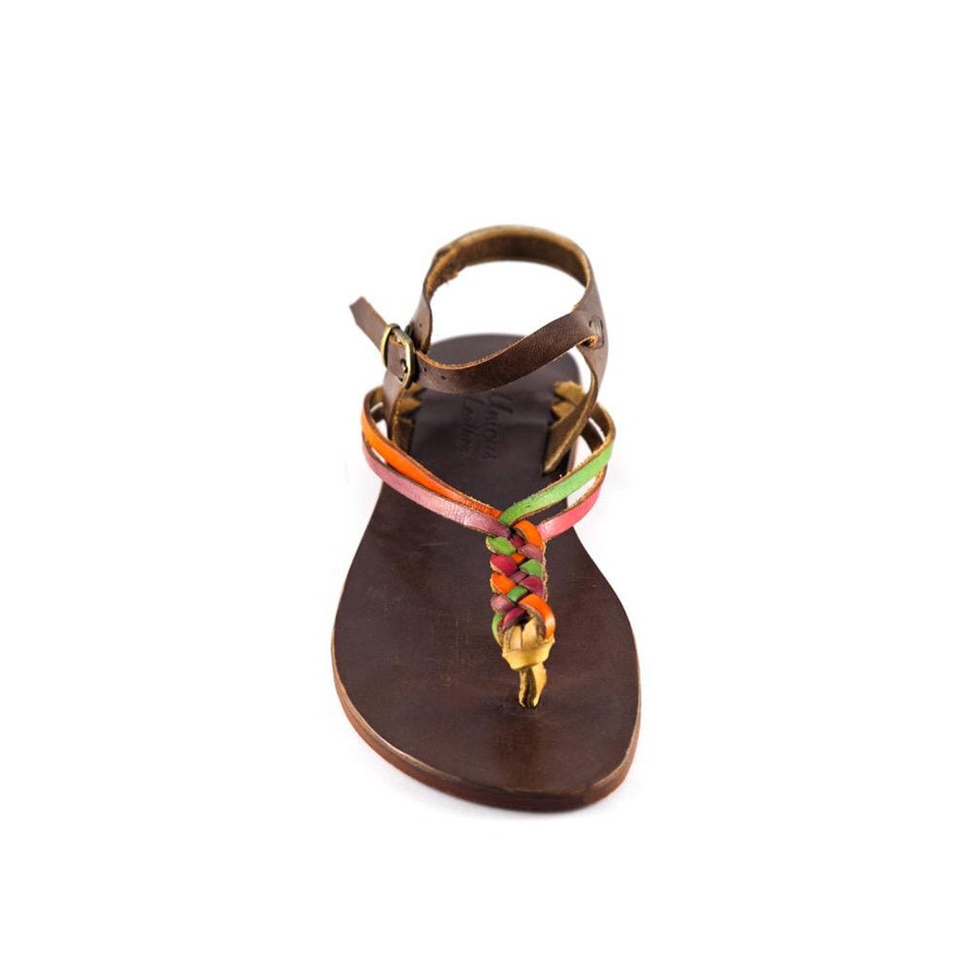 Colorful Strappy Sandals Colorful Leather Flats Wedding Shoes, Women ...