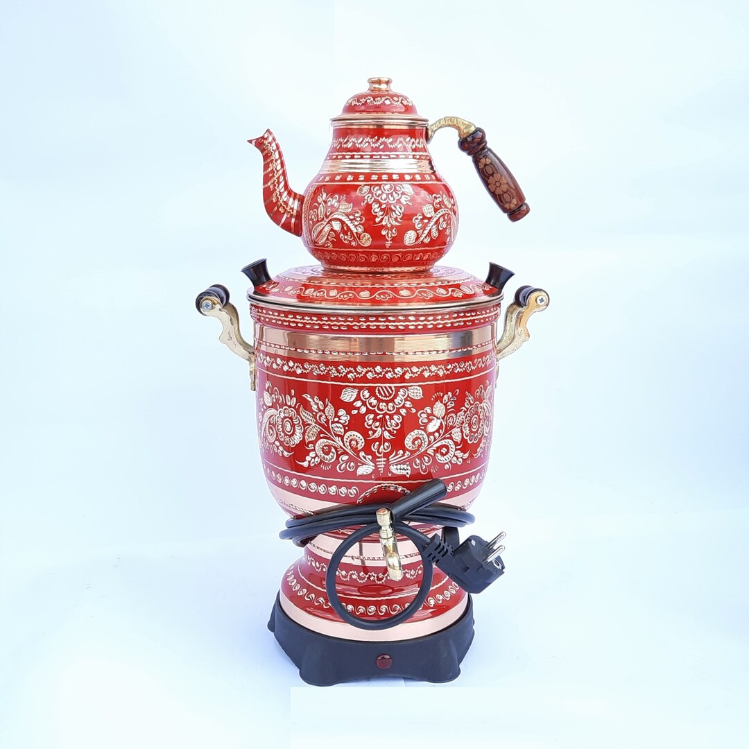 Electric Samovar Tea Maker Red Floral Design Samovar Tea Maker Gift ...