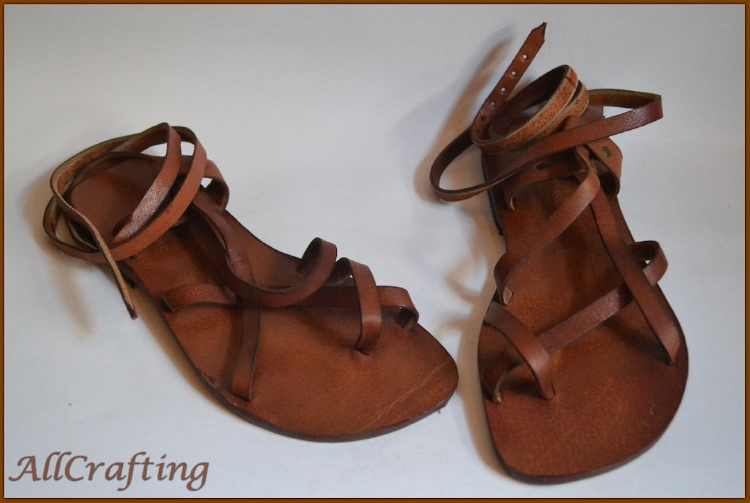 Roman Gladiator Sandals, Greek Sandals, Leather Bodrum Sandals, Brown ...