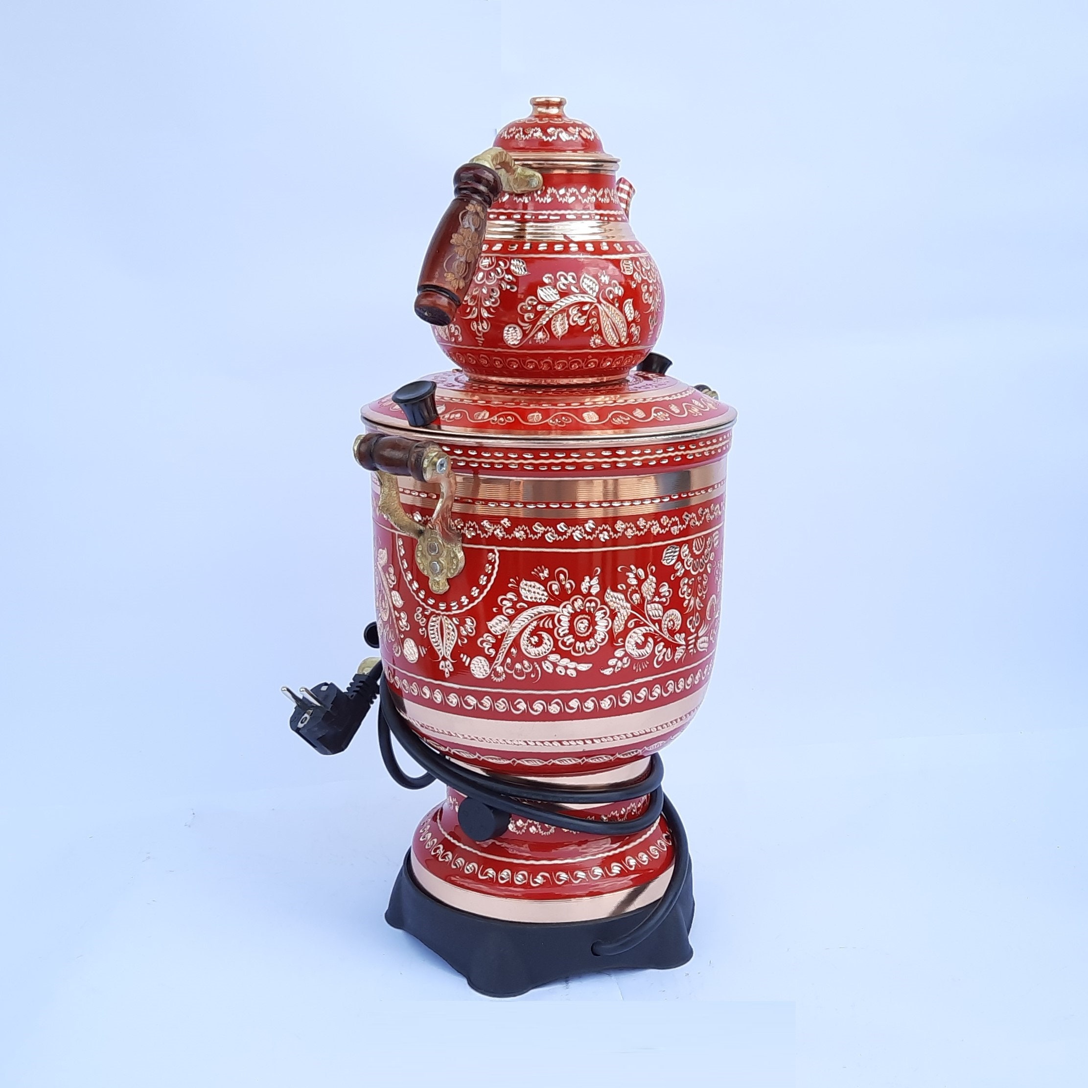 Electric Samovar Tea Maker Red Floral Design Samovar Tea Maker | Etsy