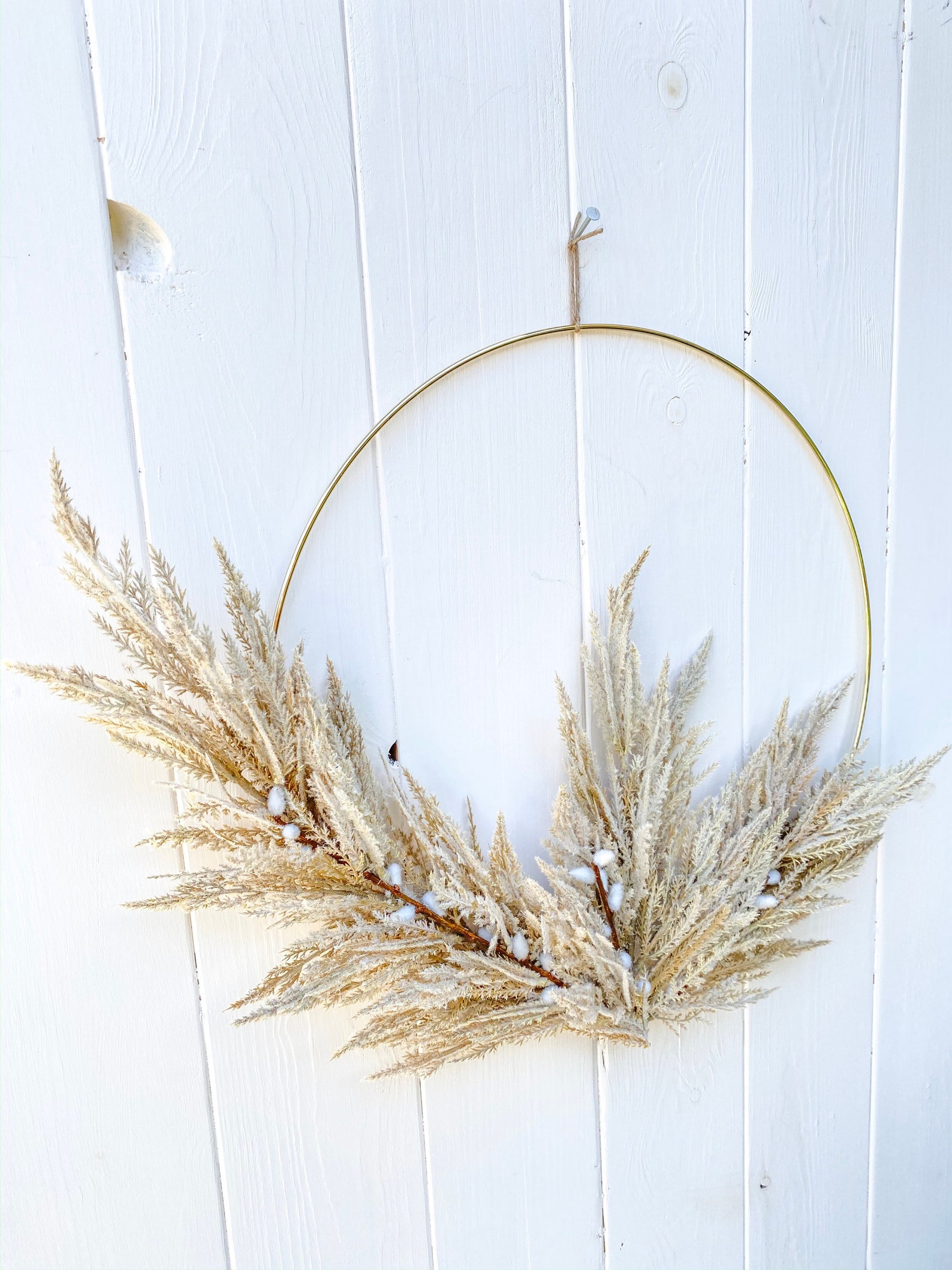 Neutral Wreath Pampas Grass Wreath Fall Wreath Hoop Wreath - Etsy