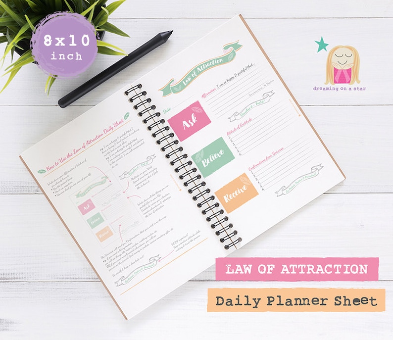 Law Of Attraction Planner Printable Planner Digital Planner Etsy