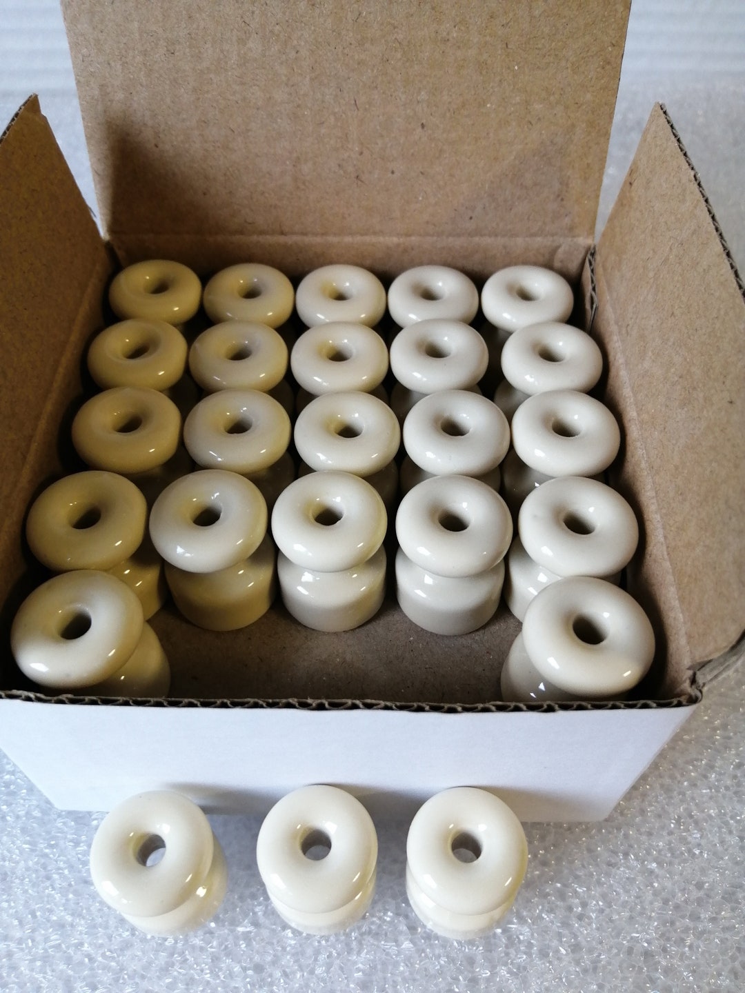 Lot of 10 Pcs Vintage Look Ceramic Insulators Light Beige Color Retro ...