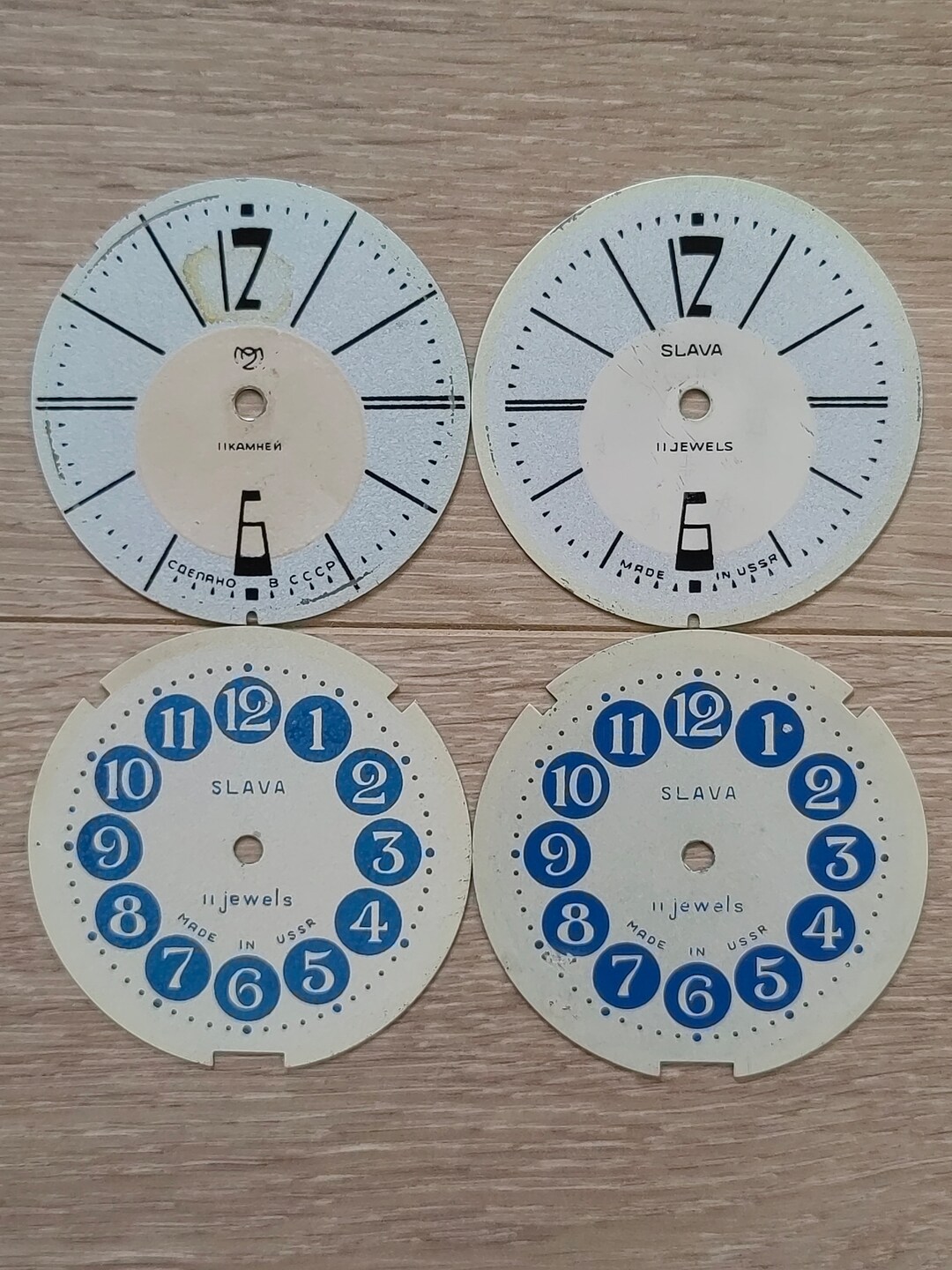 4 Pcs Vintage Soviet Era SLAVA Clock Dials Steampunk Art Projects USSR ...