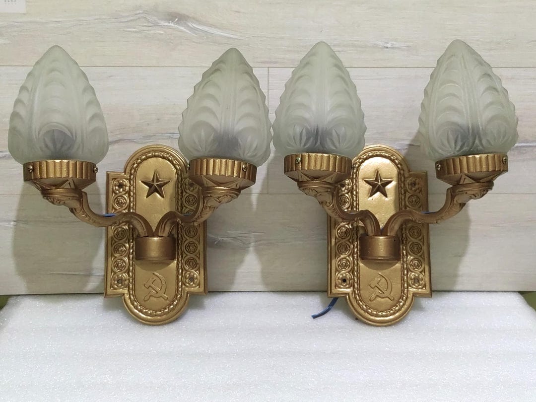 Set of 2 Soviet Wall Lamp Stalin's Empire Style USSR Propaganda Hammer ...