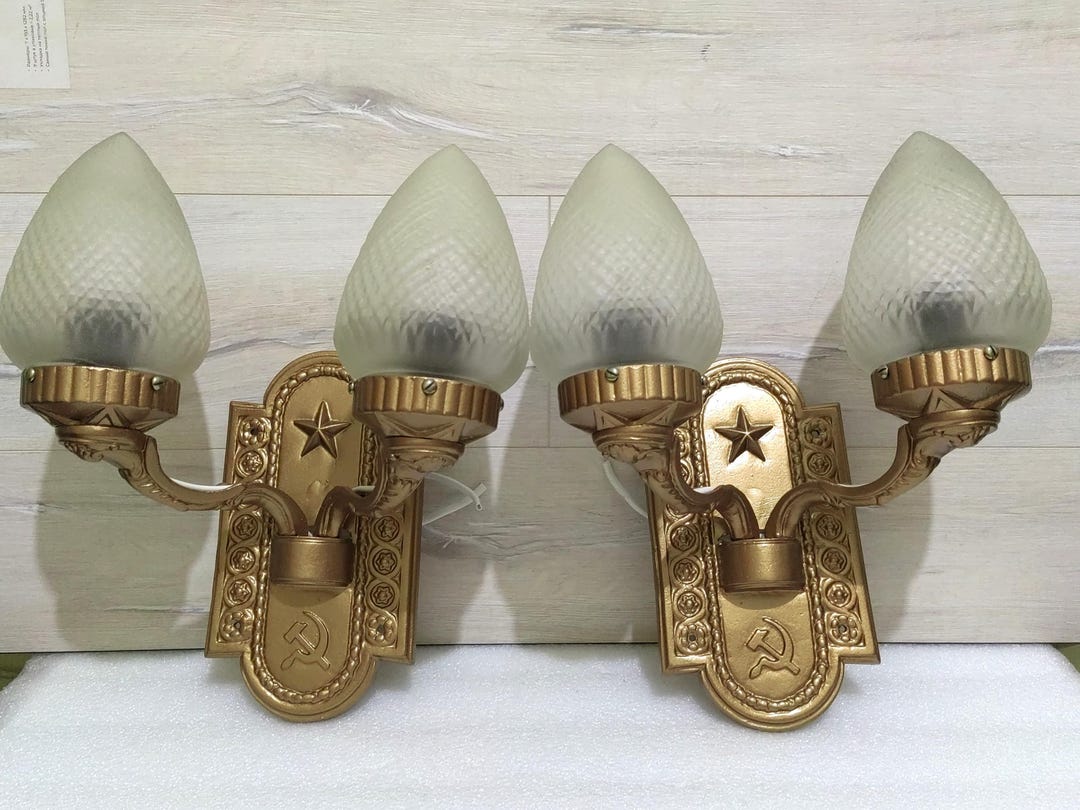 Set of 2 Soviet Wall Lamp Stalin's Empire Style USSR Propaganda Hammer ...