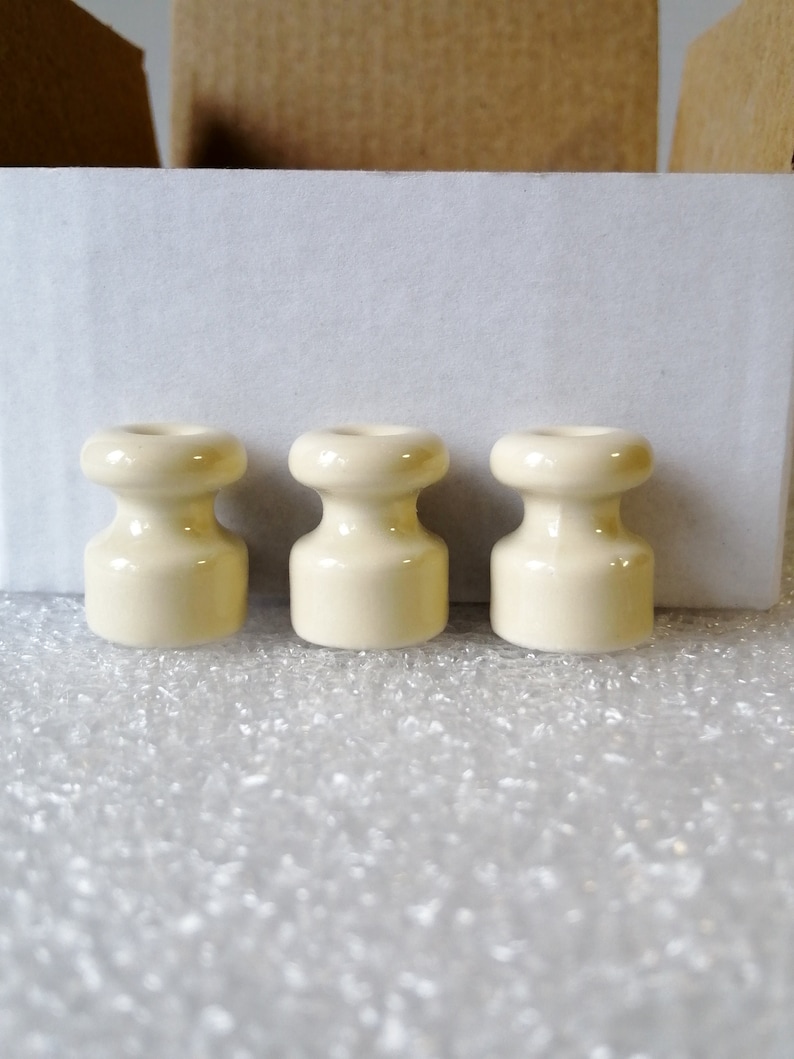 Lot of 10 Pcs Vintage Look Ceramic Insulators Light Beige Color Retro ...