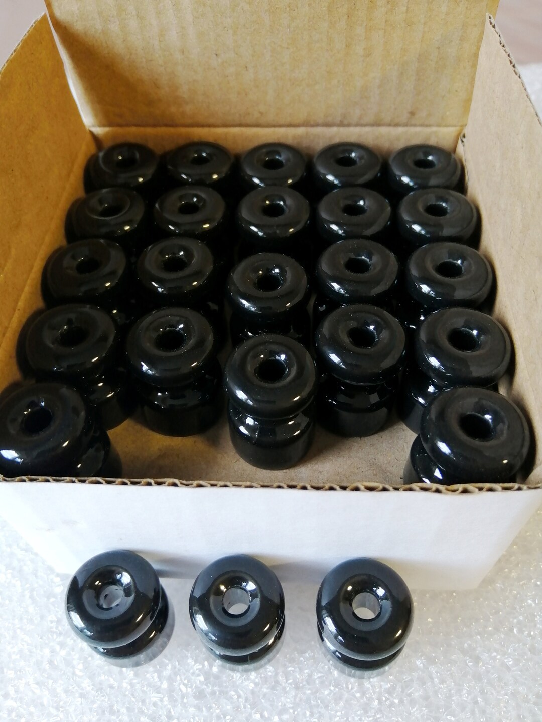 Lot of 10 Pcs Vintage Look Ceramic Insulators Black Color Retro Look ...