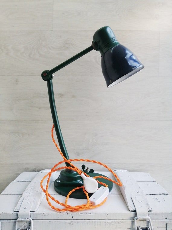 Articulated Work Lamp Enamel Shade Desk Lamp Enameled Shade | Etsy