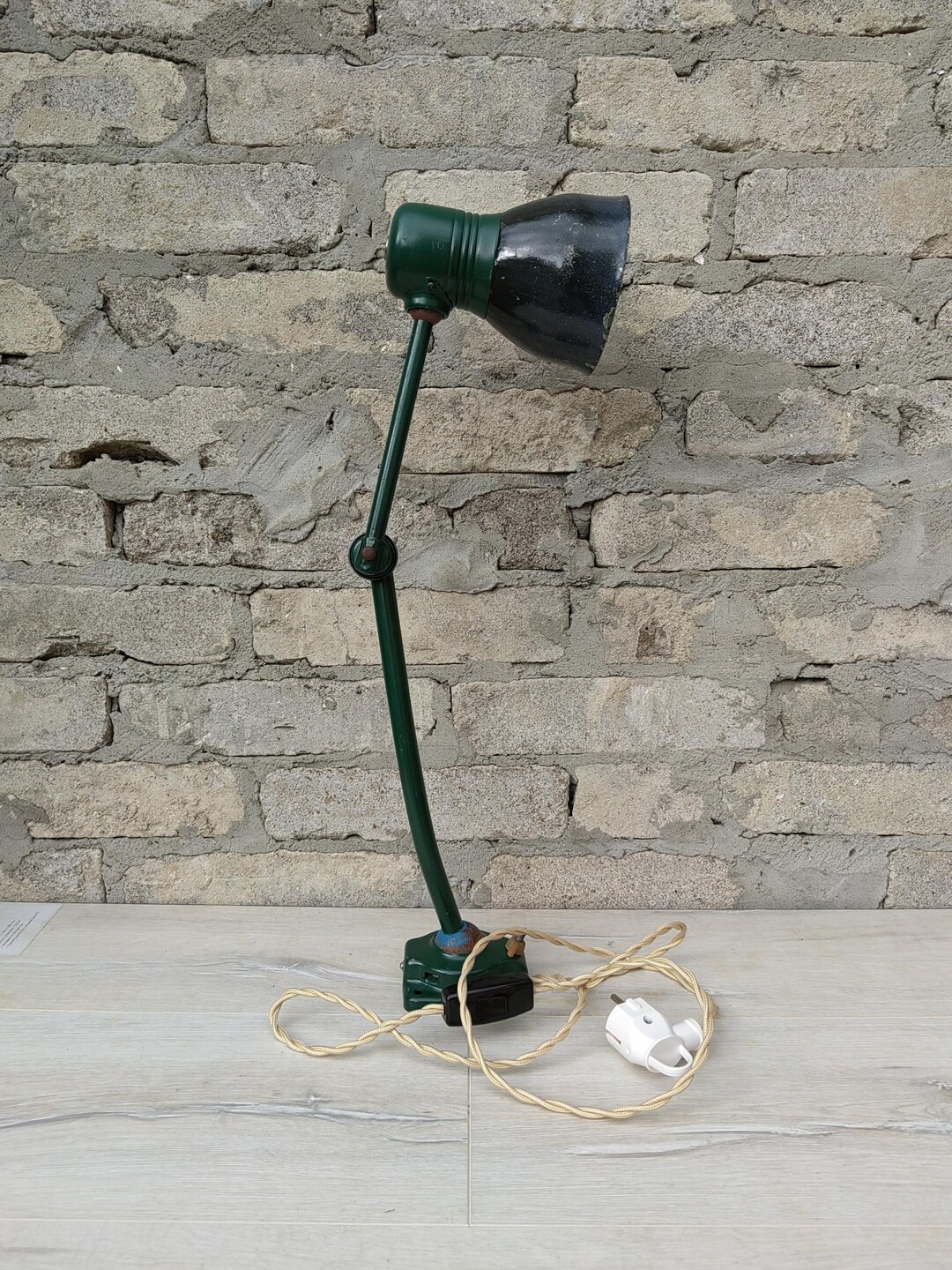 Articulated Work Lamp Enamel Shade Desk Lamp Enameled Shade Table Lamp ...