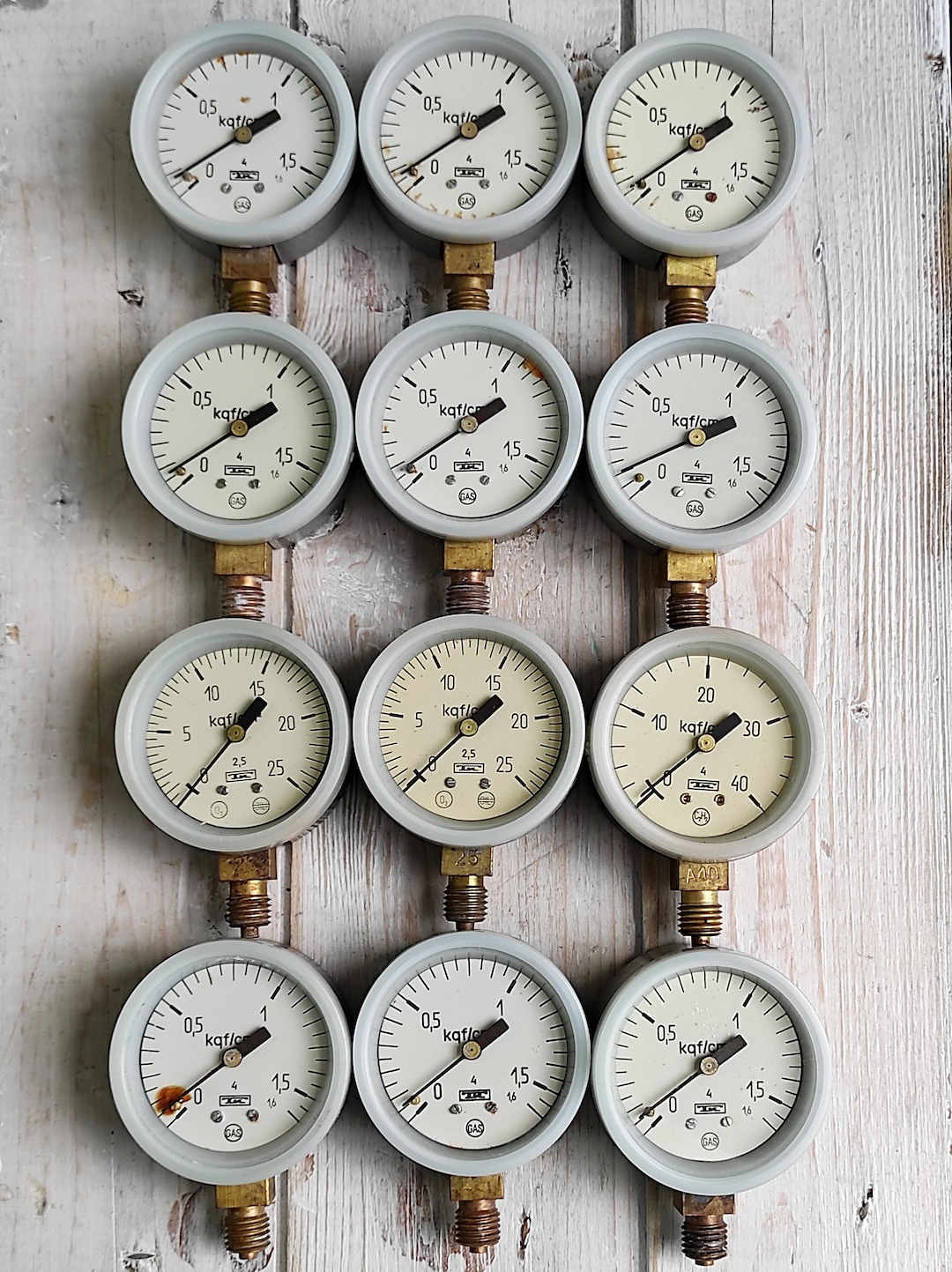3 Pcs.vintage Pressure Gauges Steampunk Lamp Parts USSR Industrial ...