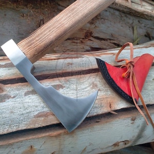35" Walking Stick AXE Custom Handmade Hand Forged Carbon Steel Tomahawk ...