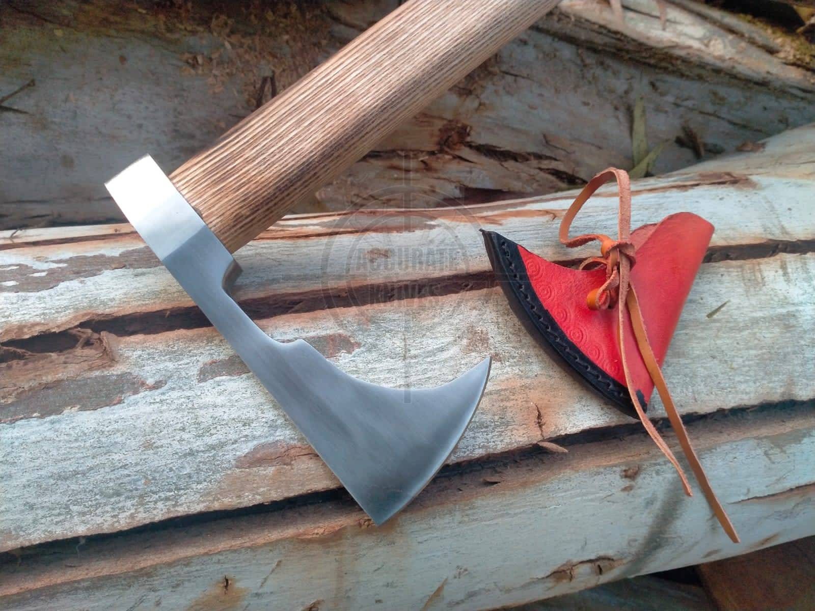 35" Walking Stick AXE Custom Handmade Hand Forged Carbon Steel Tomahawk ...