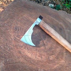 35" Walking Stick AXE Custom Handmade Hand Forged Carbon Steel Tomahawk ...