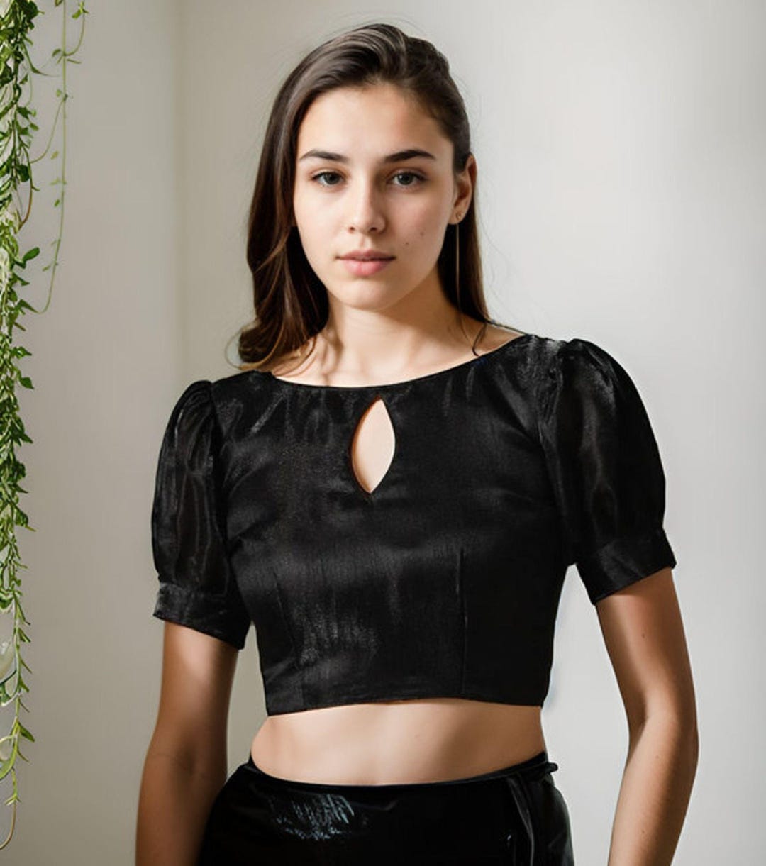 Black Saree Blouse - Puff Sleeve Raw Silk Choli for Lehenga | Stylish ...