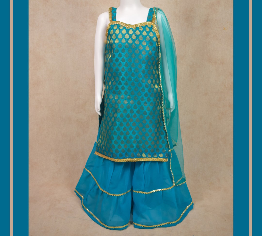 Pakistani Girl Dress, Kids Shara & Top Outfit, Traditional Eid Clothing ...