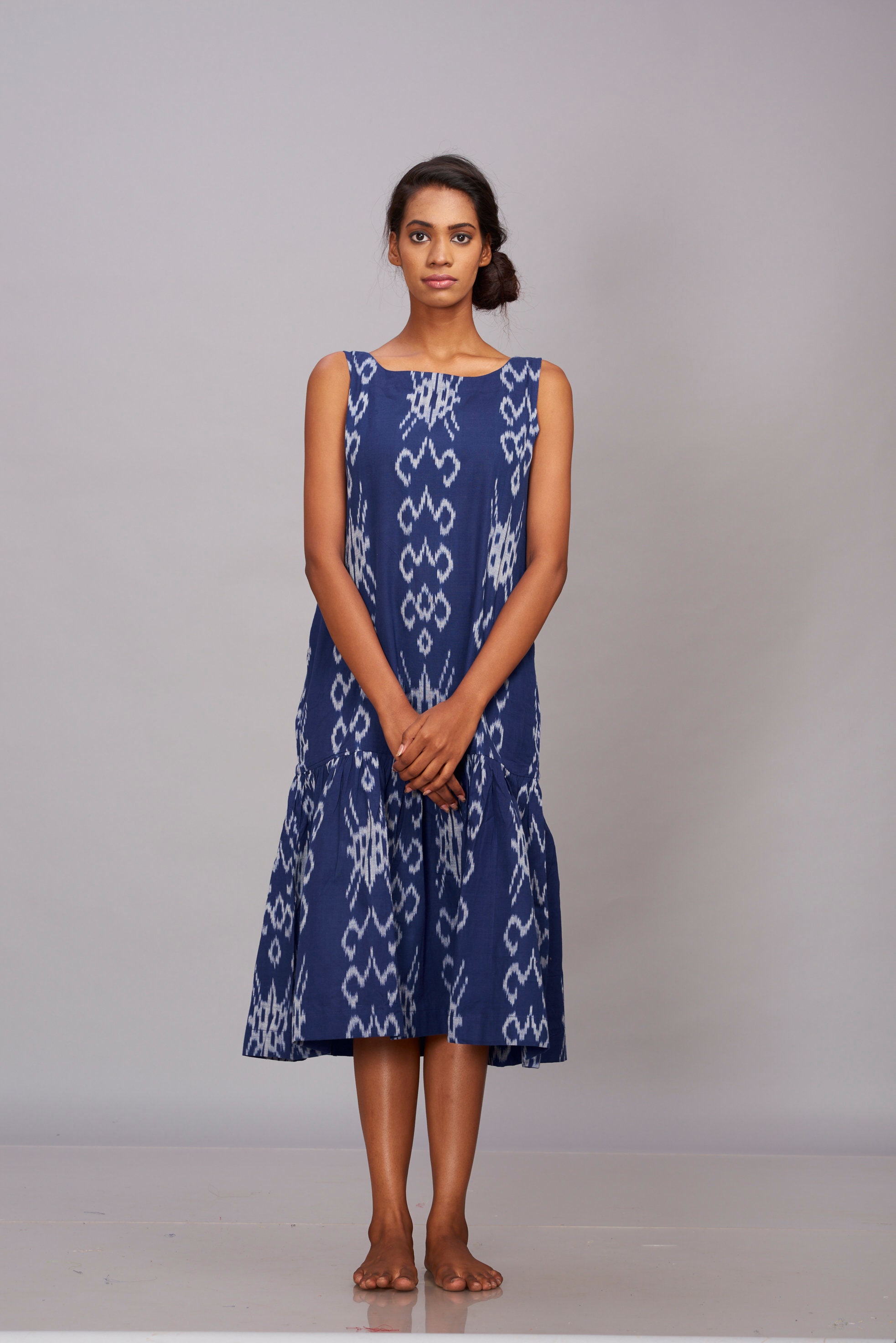 Blue Ikat Dress Vintage Tunic Dress Boho Indian Dress Plus - Etsy