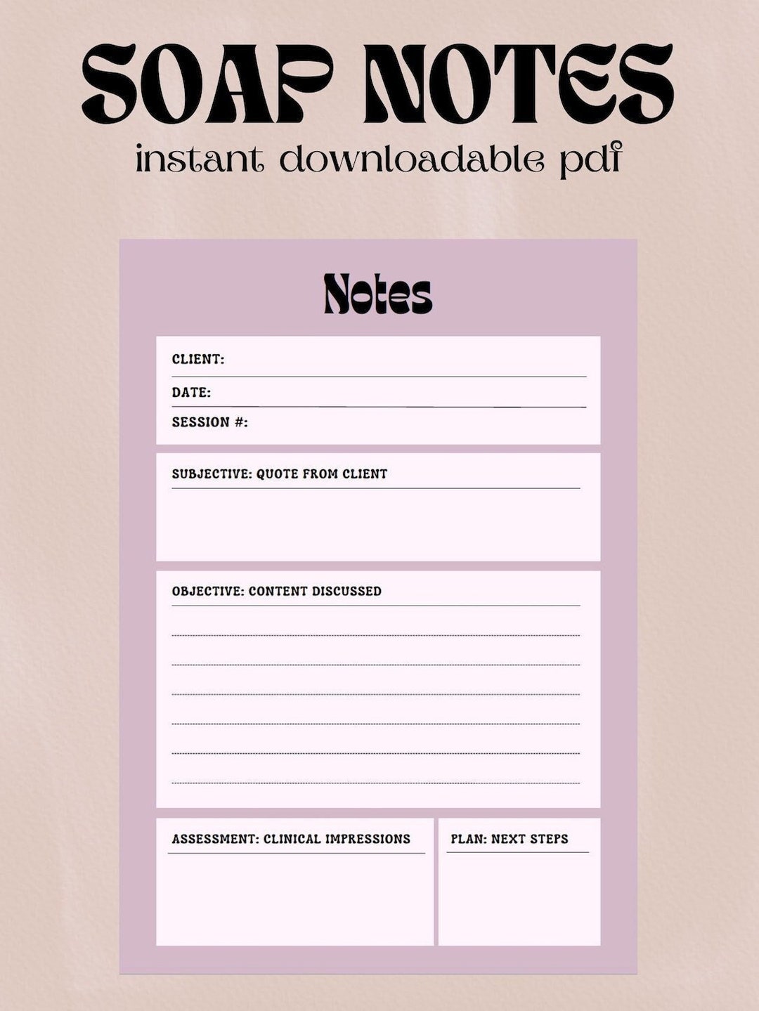 SOAP NOTES 2 Instant Downloadable PDFS for Therapists, Trainees ...