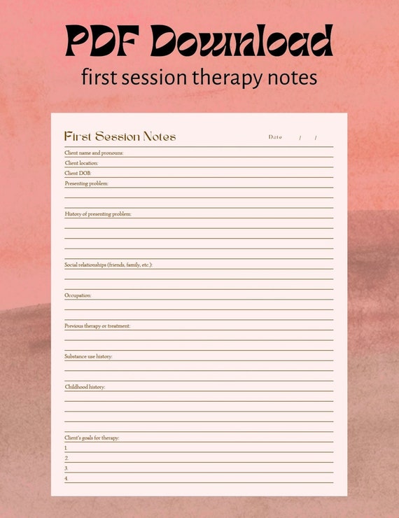 First Session Therapy Notes Tools for Therapists Instant - Etsy