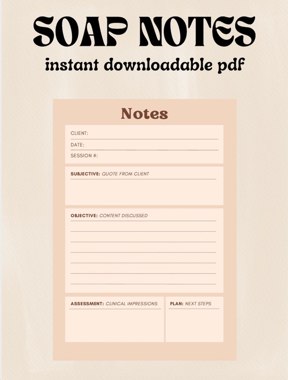 SOAP NOTES 2 Instant Downloadable PDFS for Therapists, Trainees ...