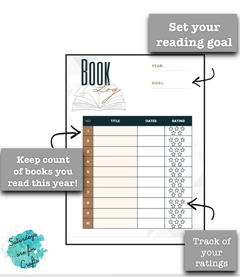 Book Log Printable Form Worksheet Book Tracker: Read 50 Books This Year ...