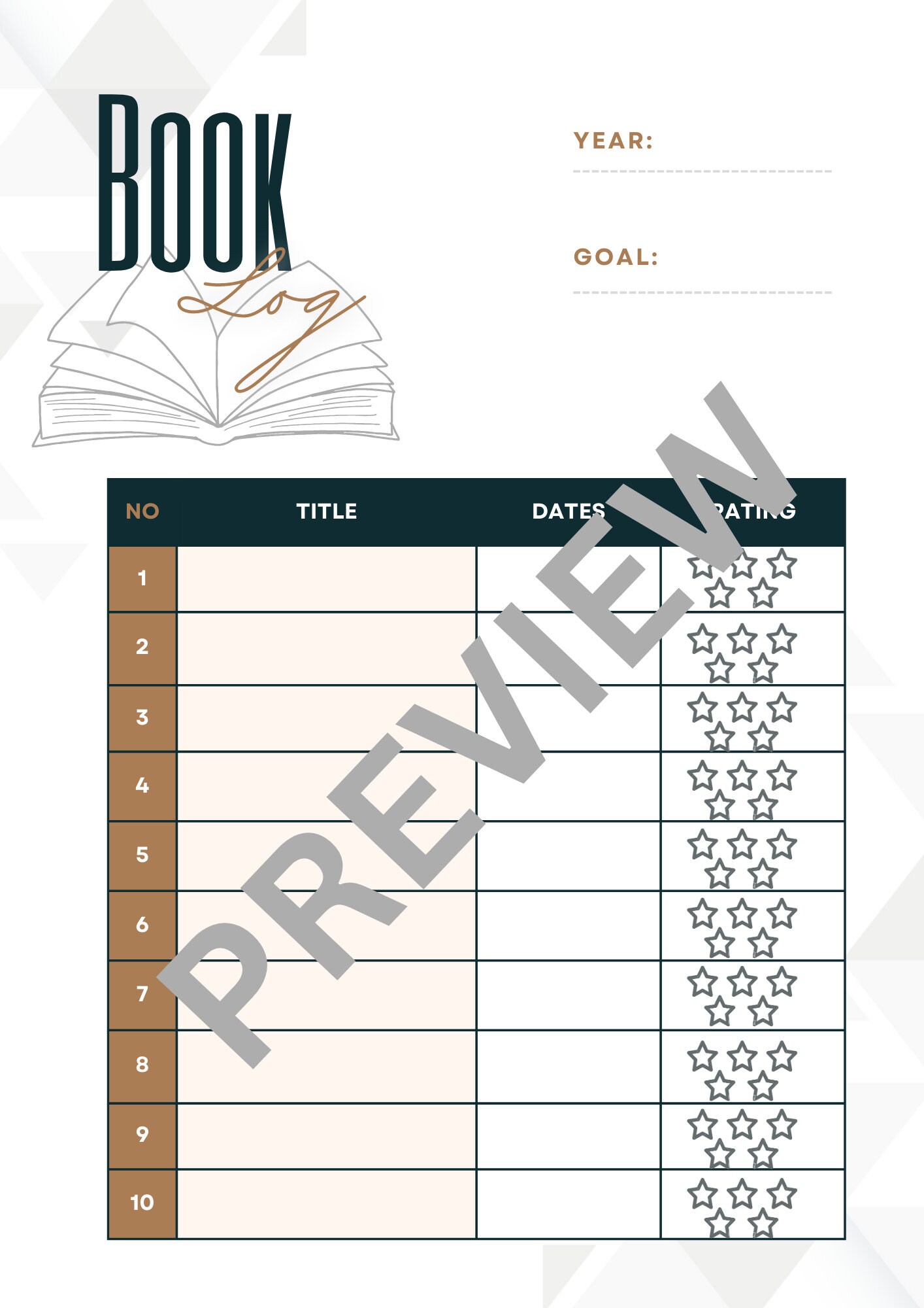 Book Log Printable Form Worksheet Book Tracker: Read 50 Books This Year ...