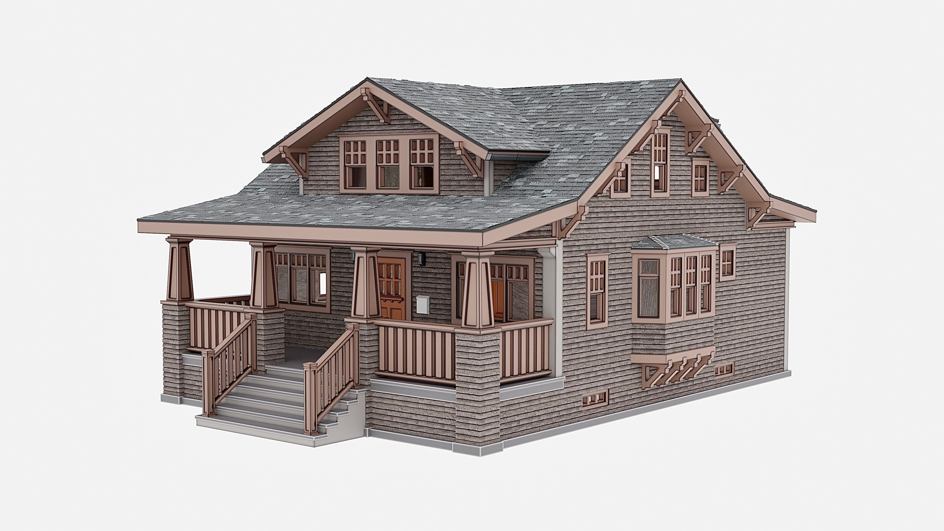 N Scale Craftsman Style Bungalow - 1:160 for Diorama Modeling Kit ...
